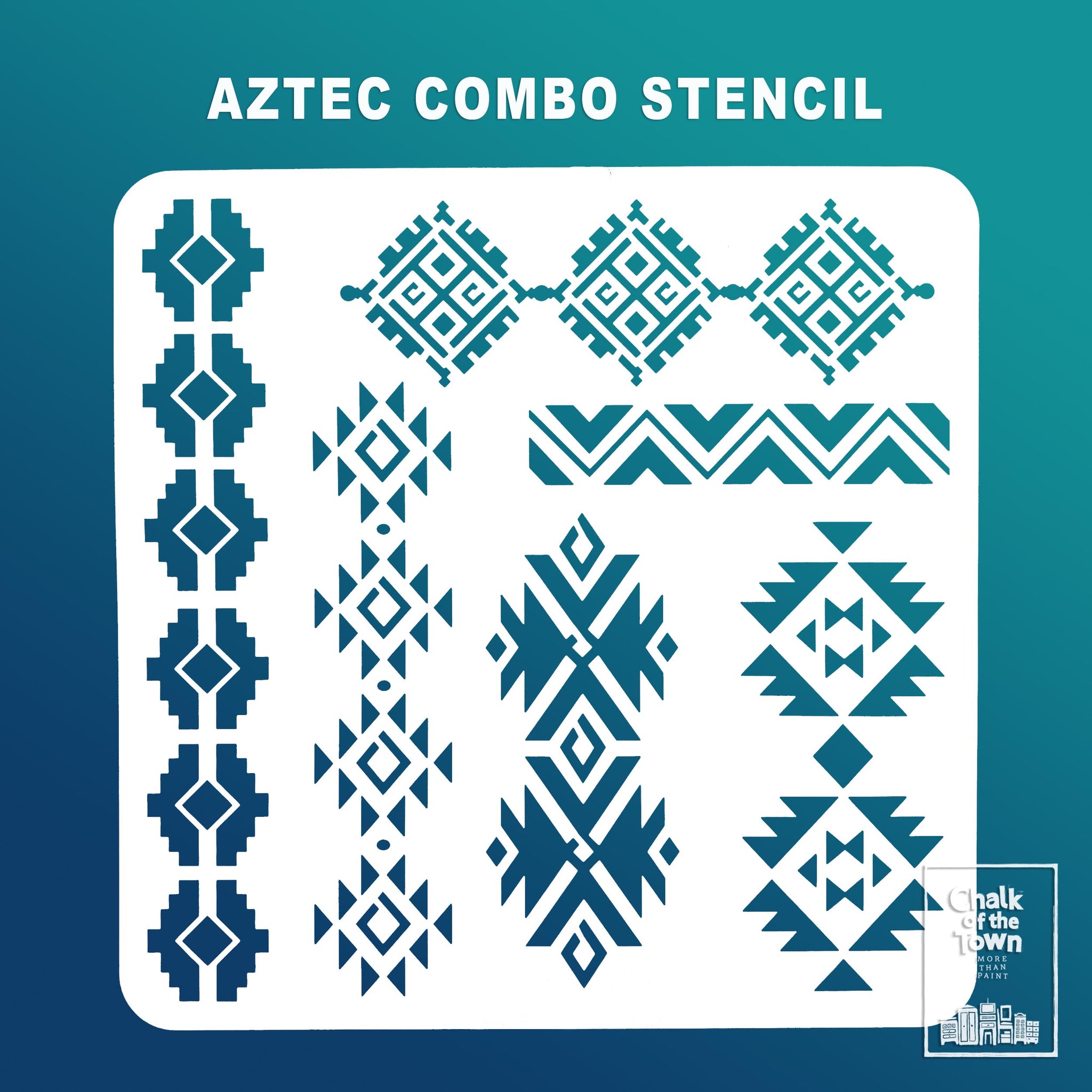 Aztec Combo Six - στένσιλ 30X30cm - Chalk Of The Town® Stencils | Chalk ...